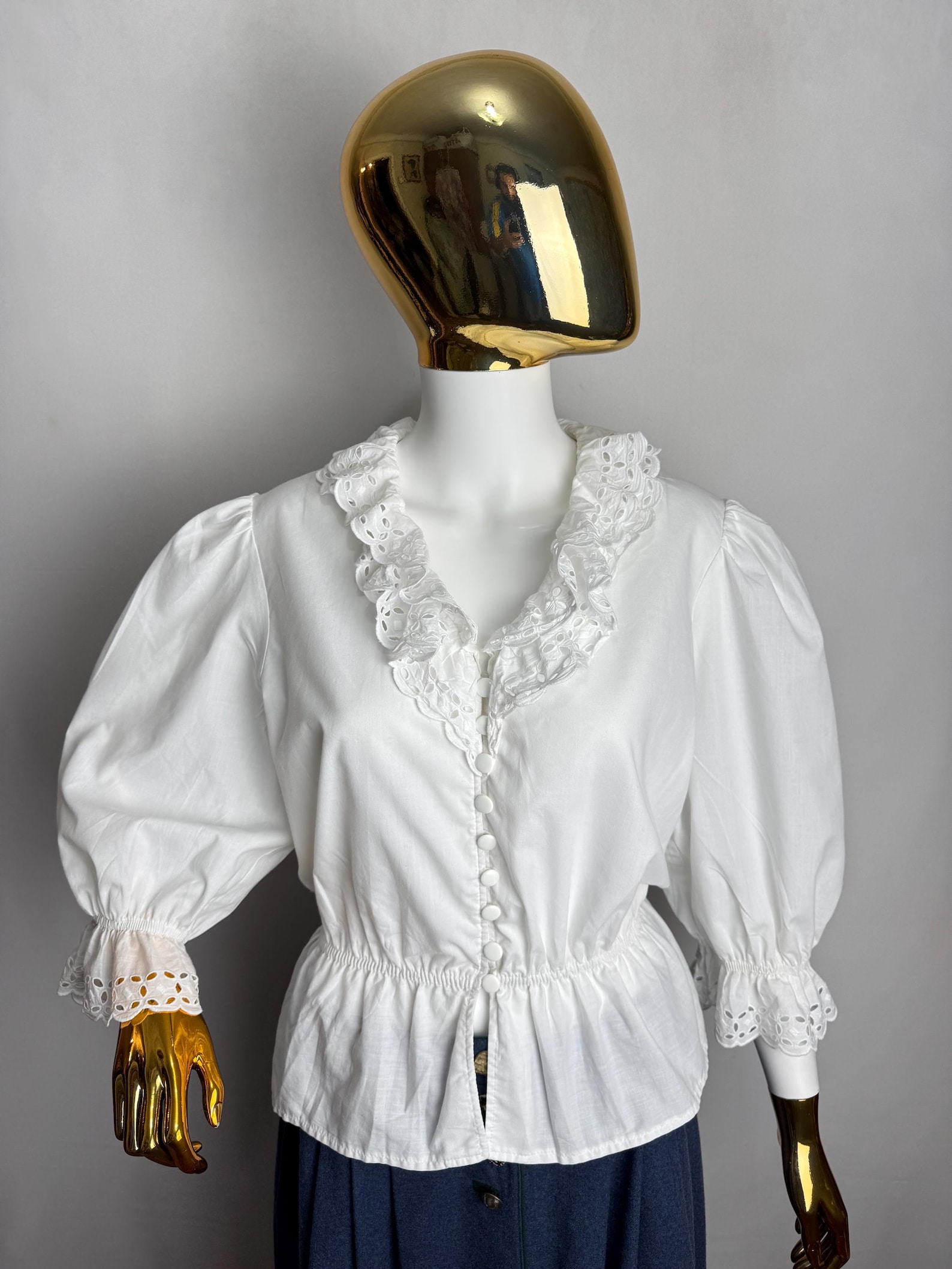 Puff Sleeve Austrian Blouse, Eyelet Lace Trachten Top, Oktoberfest ...