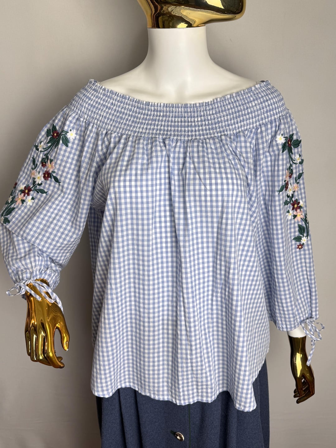 Austrian Dirndl Cotton Blouse, Floral Embroidered Trachten Shirt ...