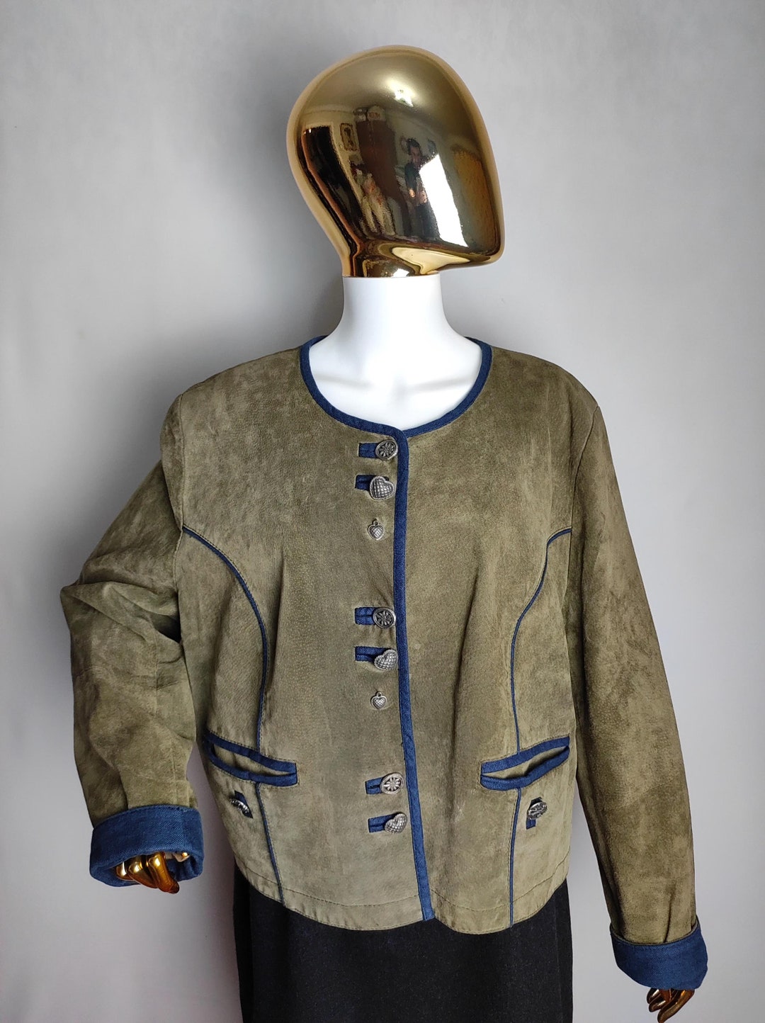 Trachten Suede Jacket, Austrian Dirndl Leather Jacket, Traditional ...