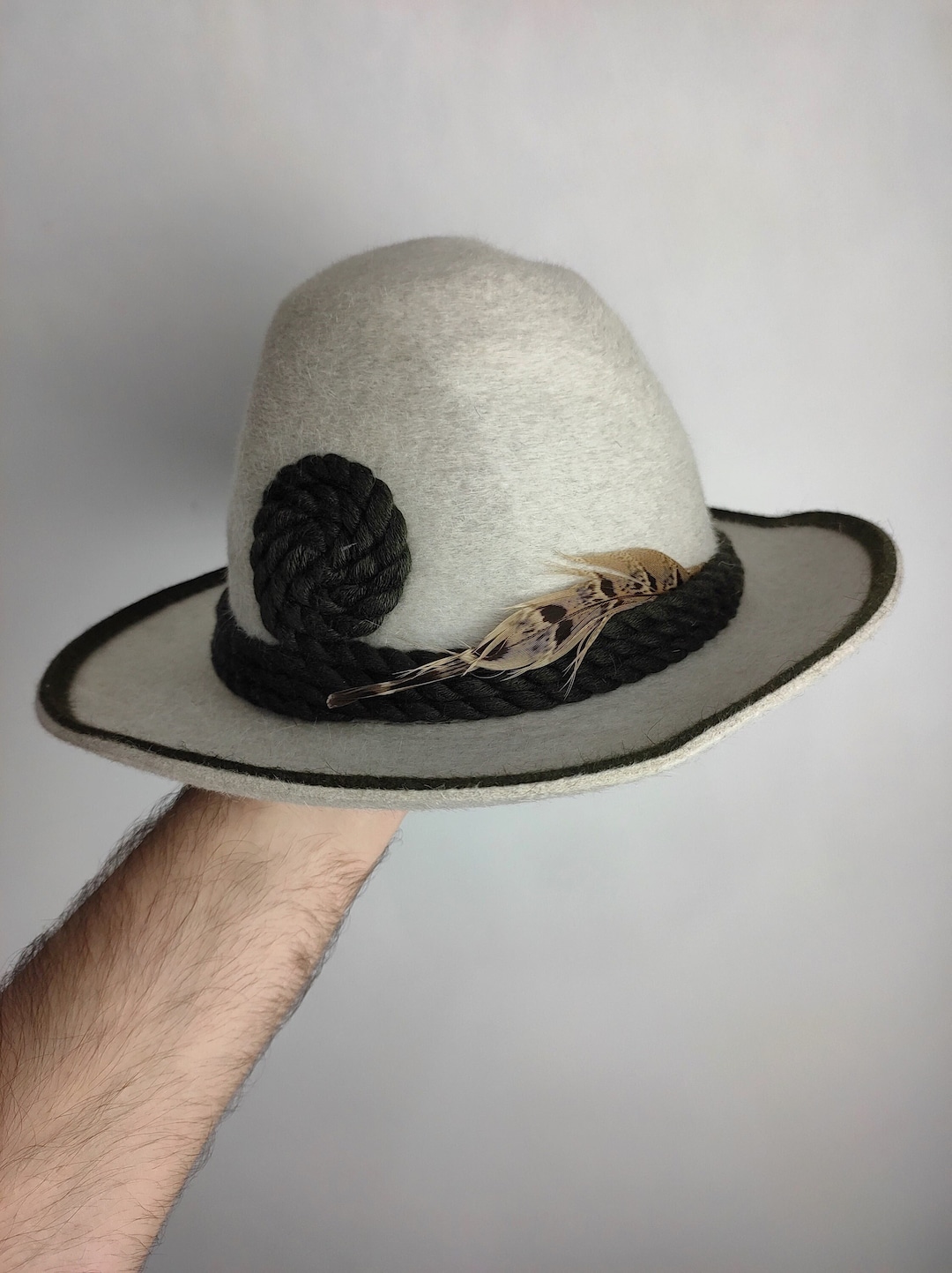 Tyrol Felt Hat, Oktoberfest Feather Hat, Austrian Wool Fedora ...