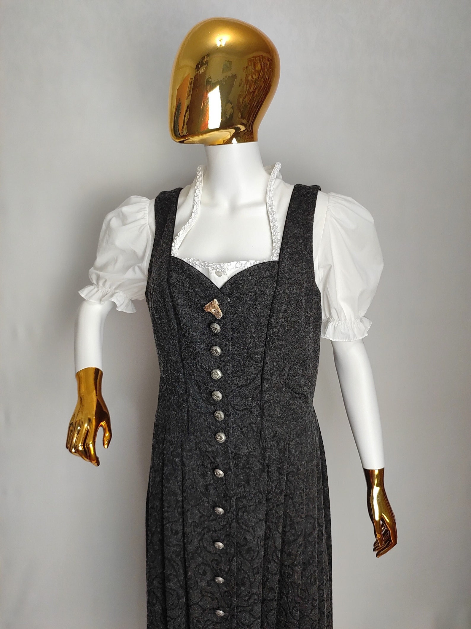 Sleeveless Dirndl Dress, Wool Blend Trachten Dress, Traditional ...