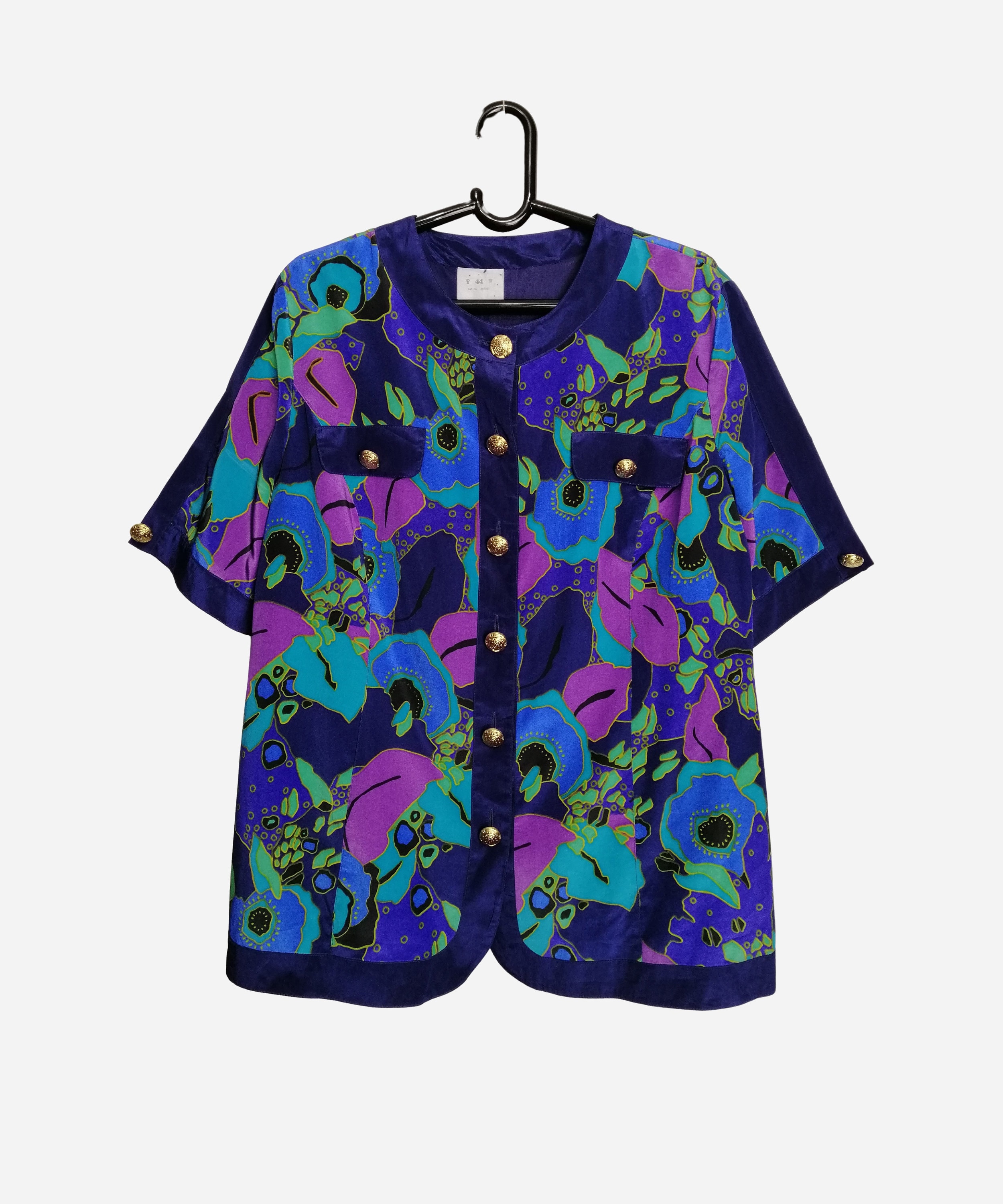 VINTAGE Damen Bedruckte Bluse 80er Jahre Oversized Abstrakter Druck ...