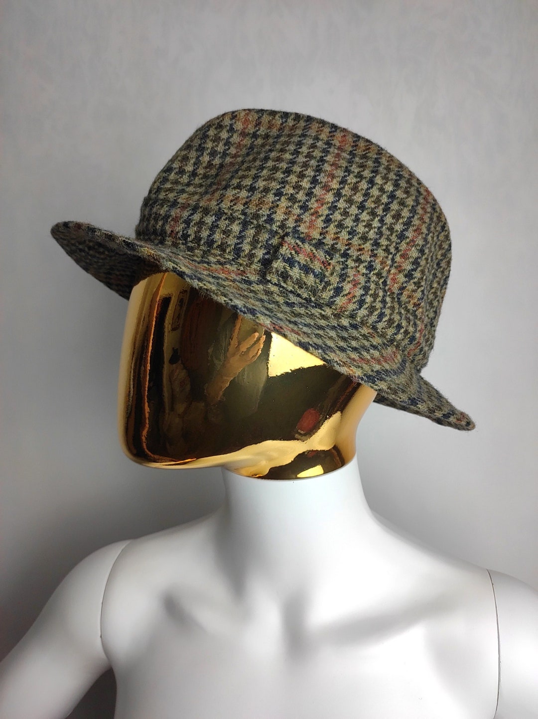 FAILSWORTH Tweed Hat, Clansman Checked Bucket Hat, Houndstooth Wool ...