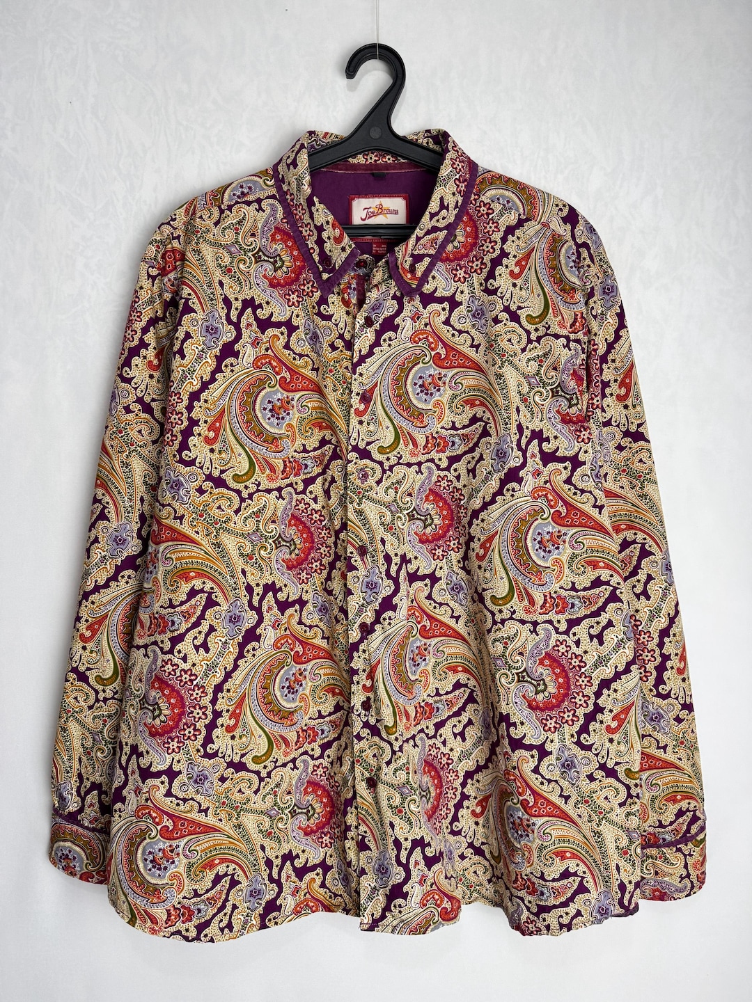 Mens Paisley Print Shirt, Long Sleeve Cotton Button Down, Multicolor ...
