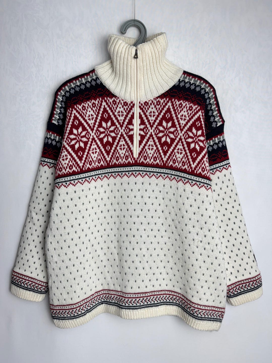 Nordic Wool Blend Sweater, Mens Scandinavian Sweater, Geometric Pattern ...