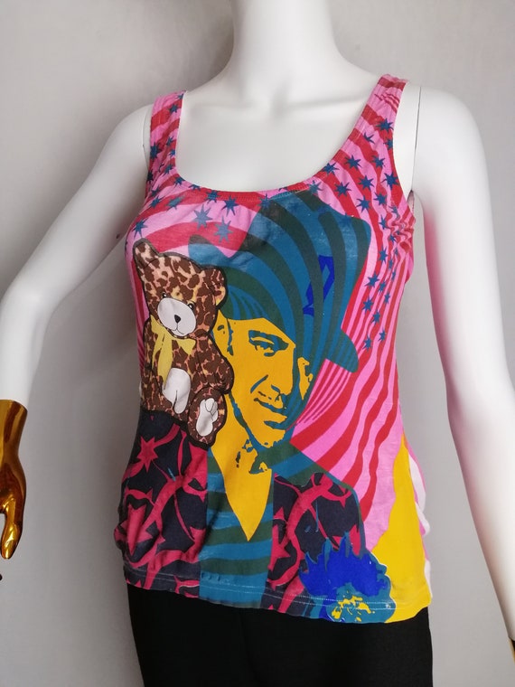 JOHN GALLIANO Vintage Tank Top, 2000s Teddy Bear Prin… - Gem