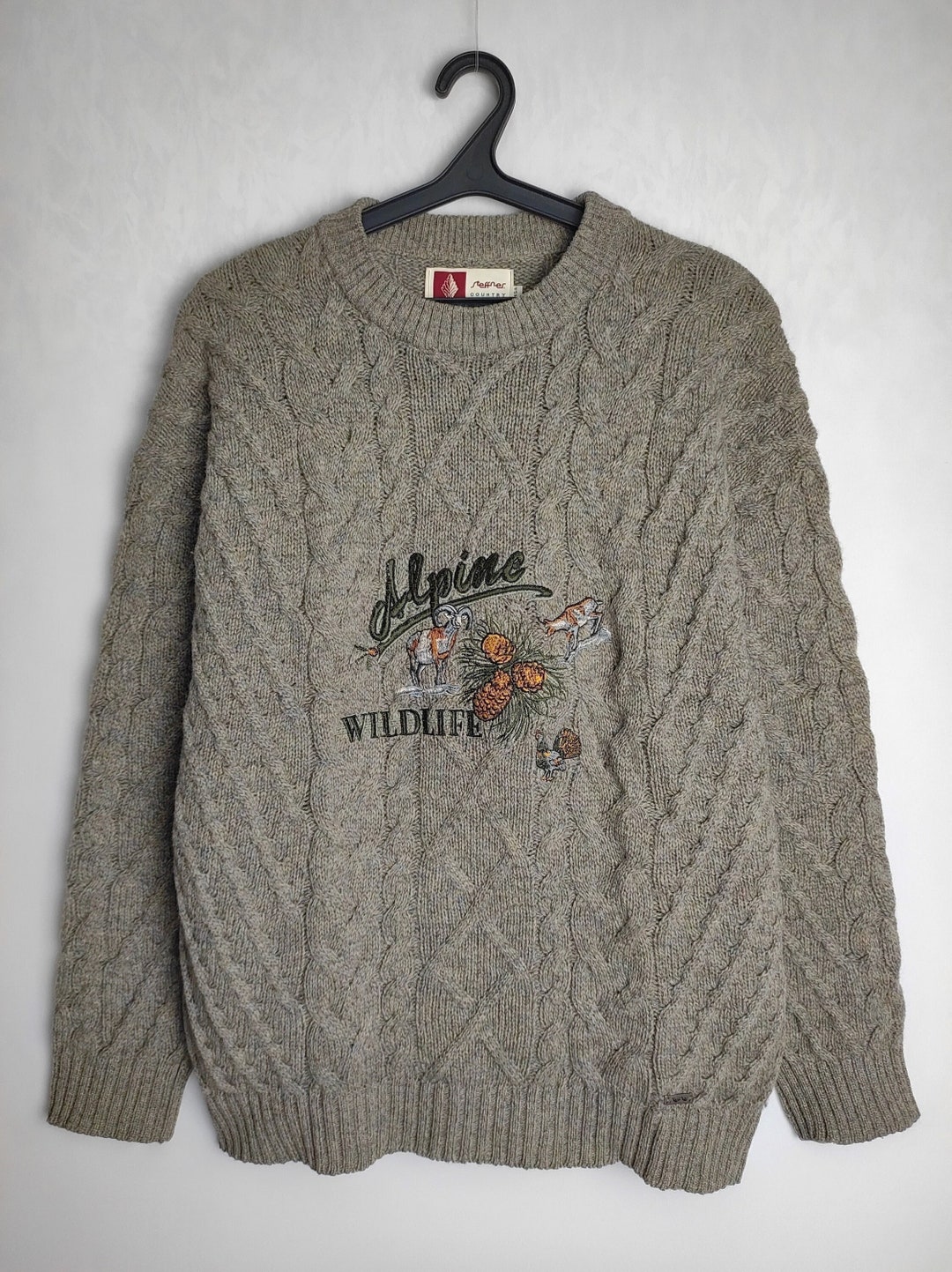 Austrian Cable Knit Sweater, 80s Mens Oversized Wool Sweater ...