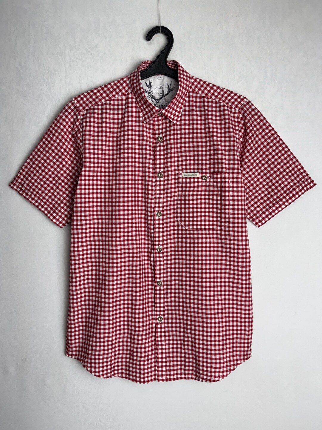Mens Trachten Shirt, Traditional Alpen Shirt, Short Sleeve Austrian ...