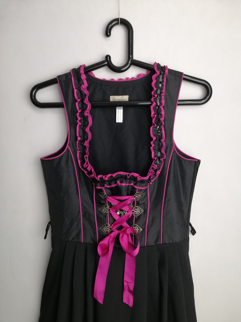 VINTAGE Sleeveless Dirndl Dress Black Traditional Trachten Dress ...