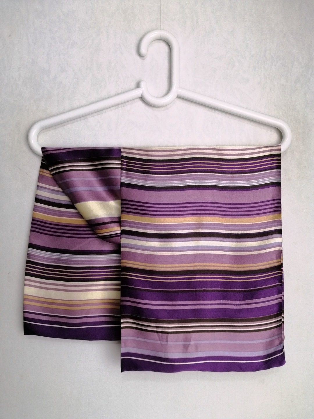 Striped Silk Scarf, 90s Womens Neck Scarf, Geometric Print Long Scarf ...