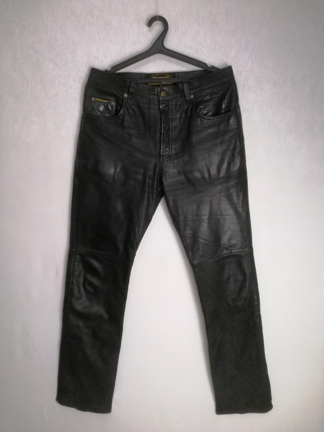 80s Genuine Leather Pants, Mens Black Leather Trousers, Motorcycle ...