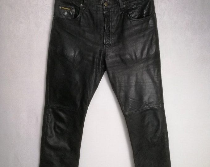 80s Genuine Leather Pants, Mens Black Leather Trousers, Motorcycle ...