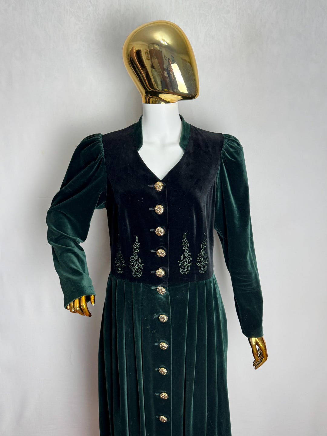 Puff Sleeve Dirndl Dress, Velvet Trachten Dress, Traditional Austrian ...