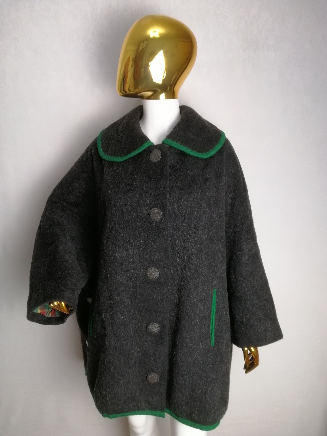 Austrian Loden Wool Cape, 70s Womens Trachten Coat, Oversized Dirndl ...