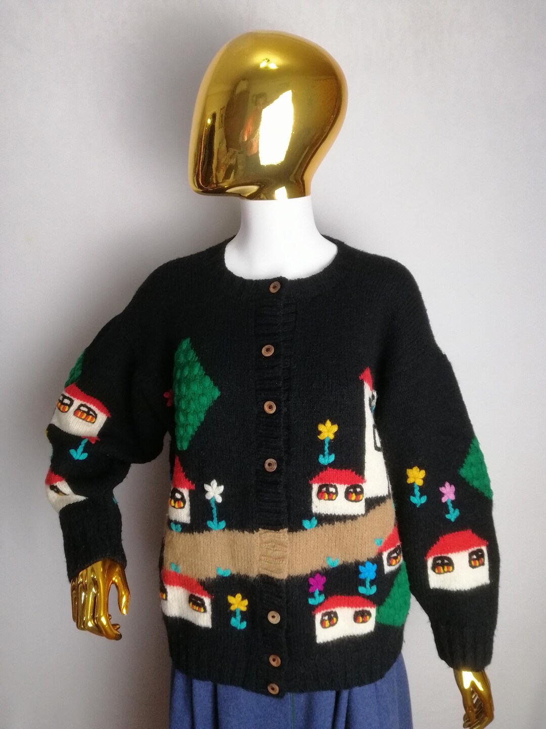 Austrian Hand Knit Wool Cardigan, Dirndl Folk Cardigan, Traditional ...