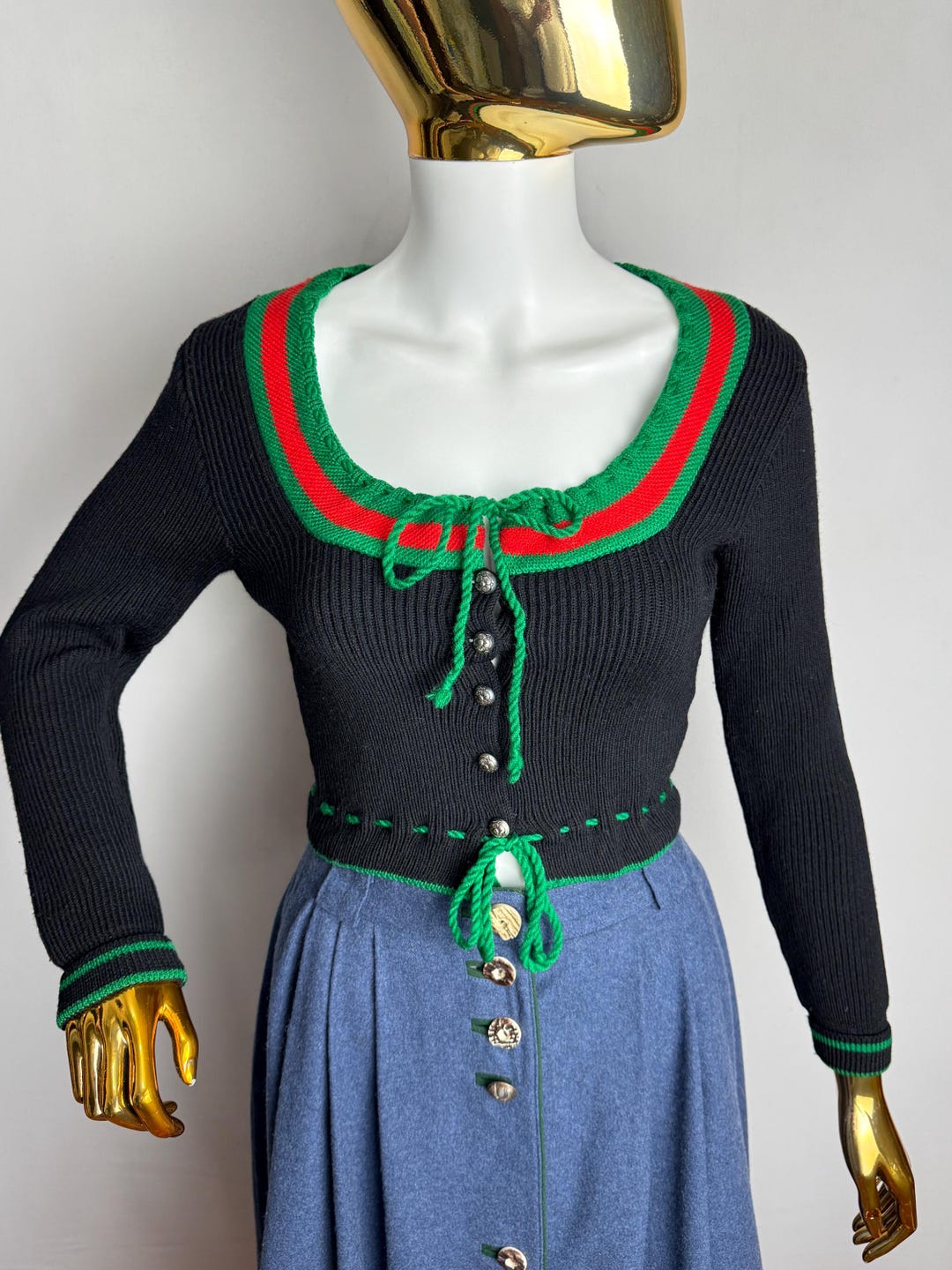 Austrian Wool Cardigan, Dirndl Folk Cardigan, Traditional Trachten ...