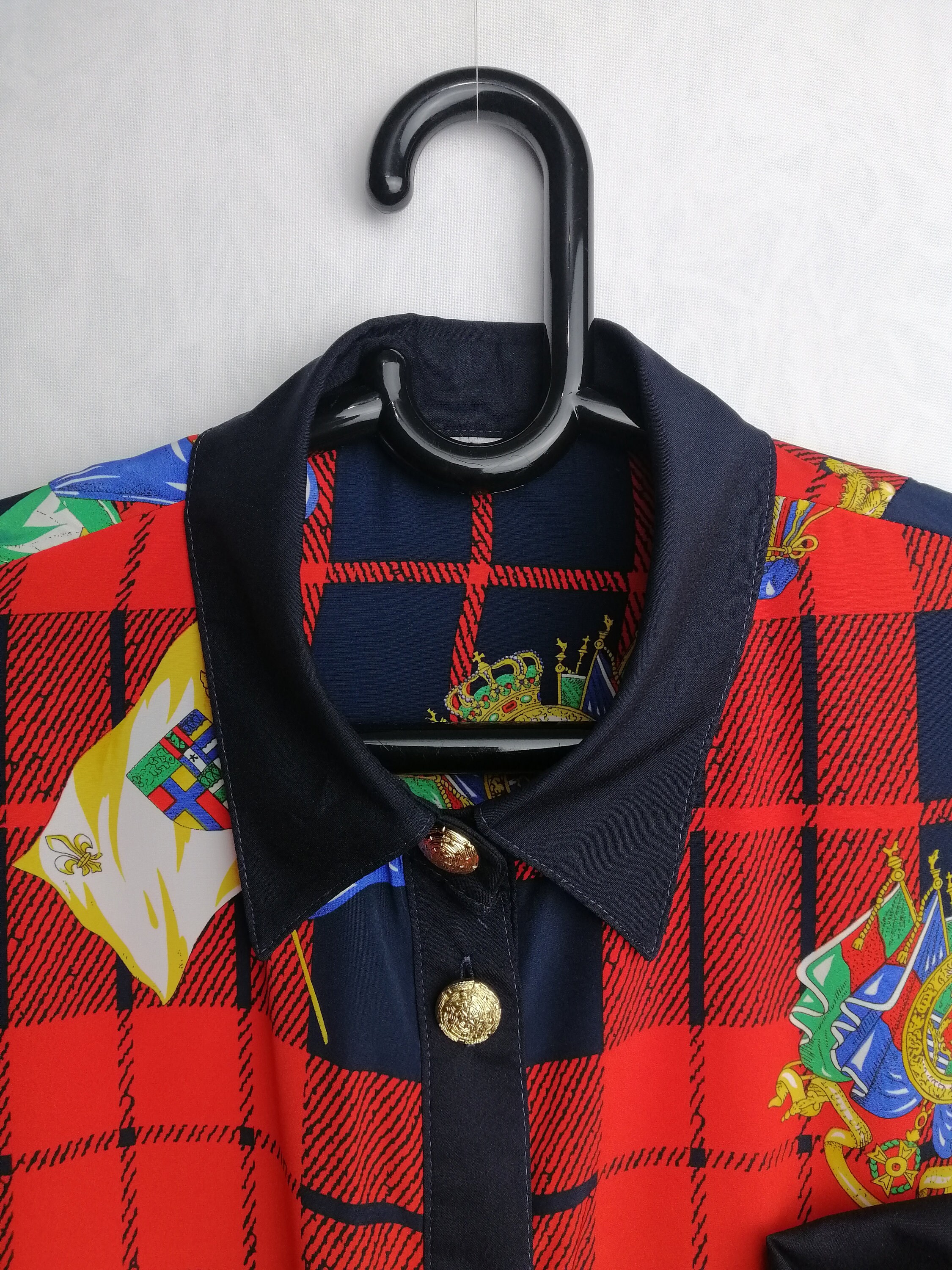 VINTAGE Colorful Print Blouse, 80s Novelty Button up Shirt, Oversized ...