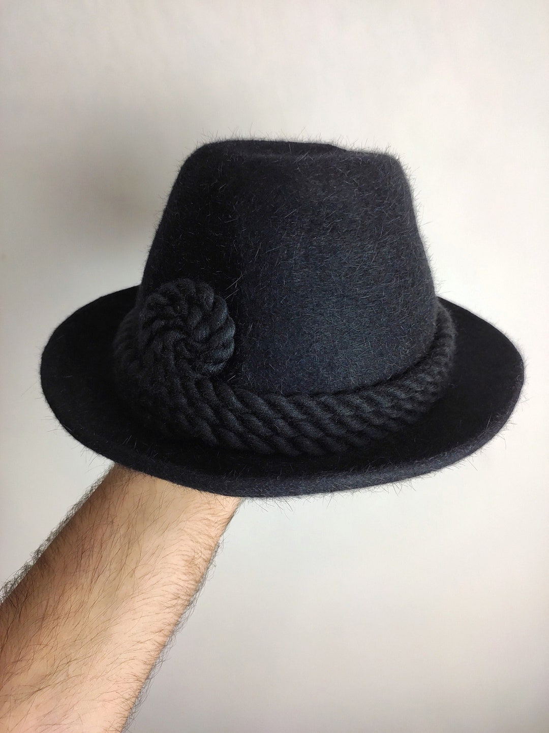 Tyrol Felt Hat, Black Oktoberfest Hat, Austrian Wool Fedora ...