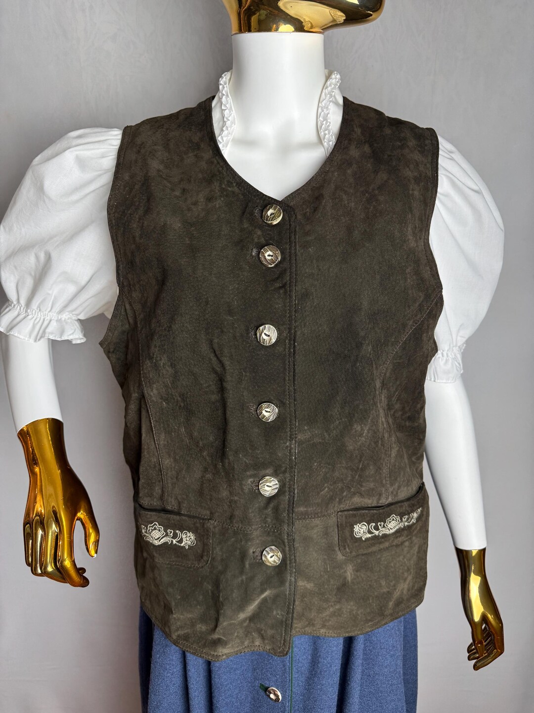 Austrian Suede Vest, Trachten Leather Vest, Womens Oktoberfest Vest ...