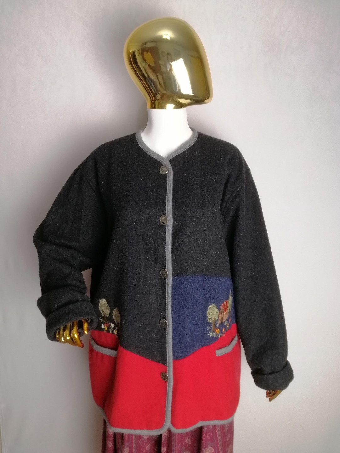 Austrian Boiled Wool Jacket, Trachten Dirndl Cardigan, Oktoberfest Wool ...