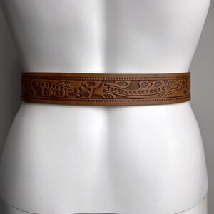 Vintage Tooled Leather Belt, Western Cowboy Buckle Belt, America Rustic ...