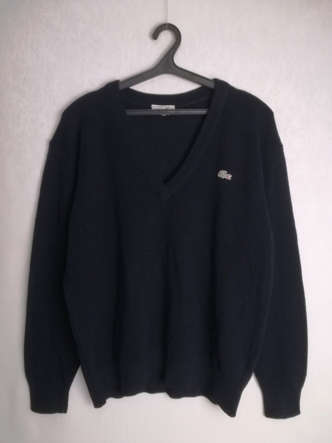 LACOSTE Wool Sweater, 80s Mens Oversized Sweater, Alligator Crocodile ...