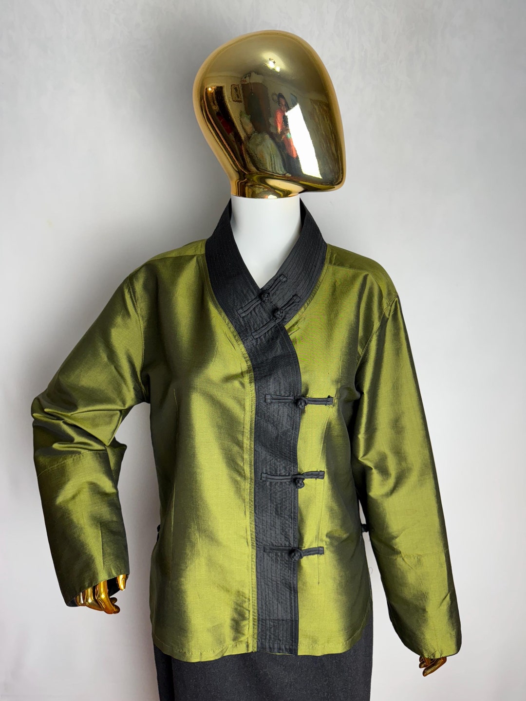 Chinese Pure Silk Jacket, Asian Cheongsam Jacket, Mandarin Collar Silk ...