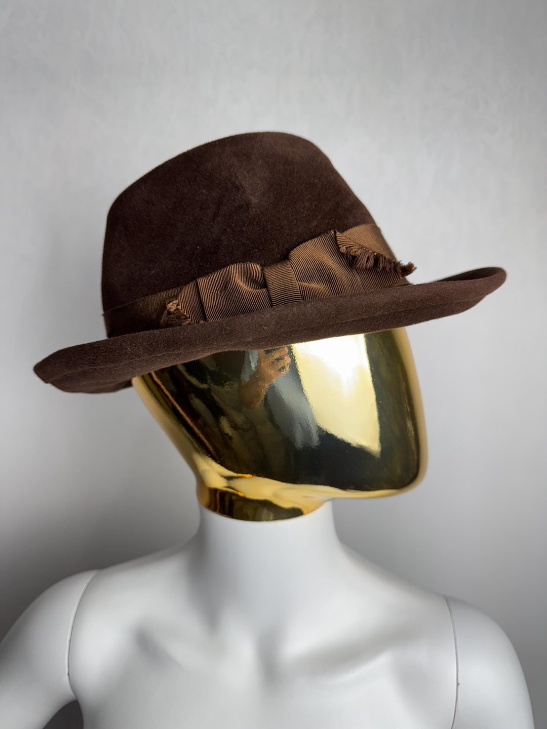 80s Unisex Wool Hat, Austrian Felt Hat, Women Brown Fedora Hat, Elegant ...