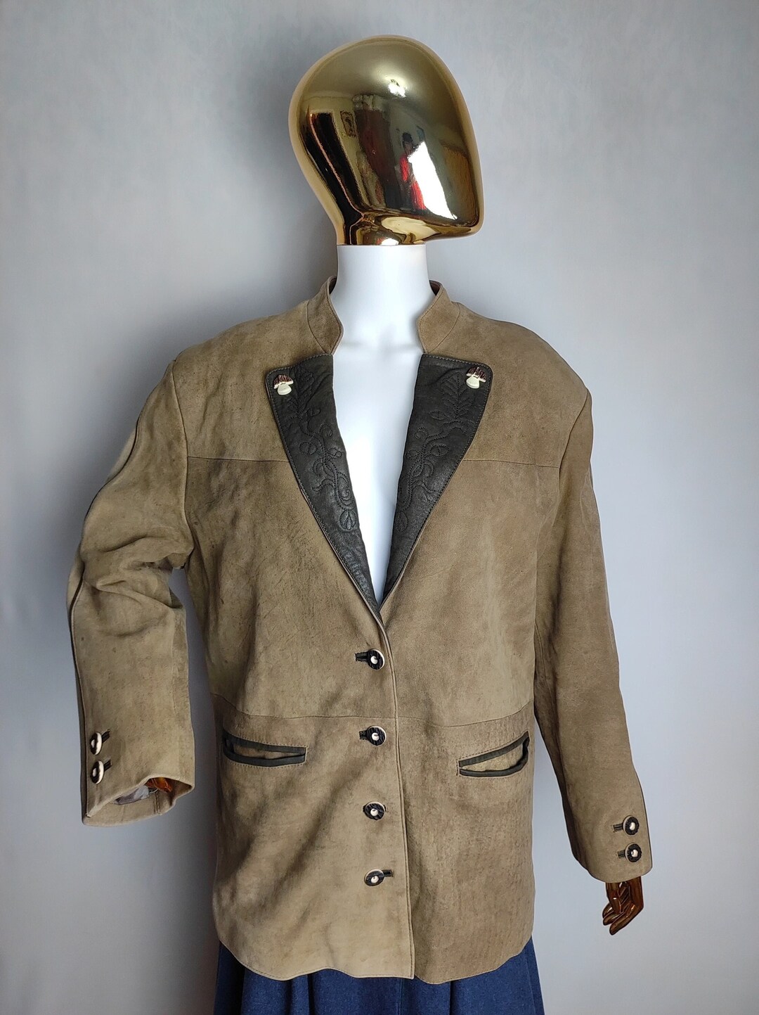 Trachten Suede Jacket, Austrian Dirndl Leather Jacket, Traditional ...