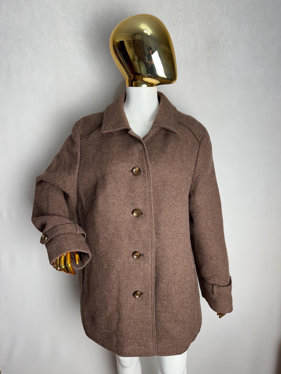 Loden Wool Coat, Womens Austrian Wool Jacket, Brown Trachten Overcoat ...
