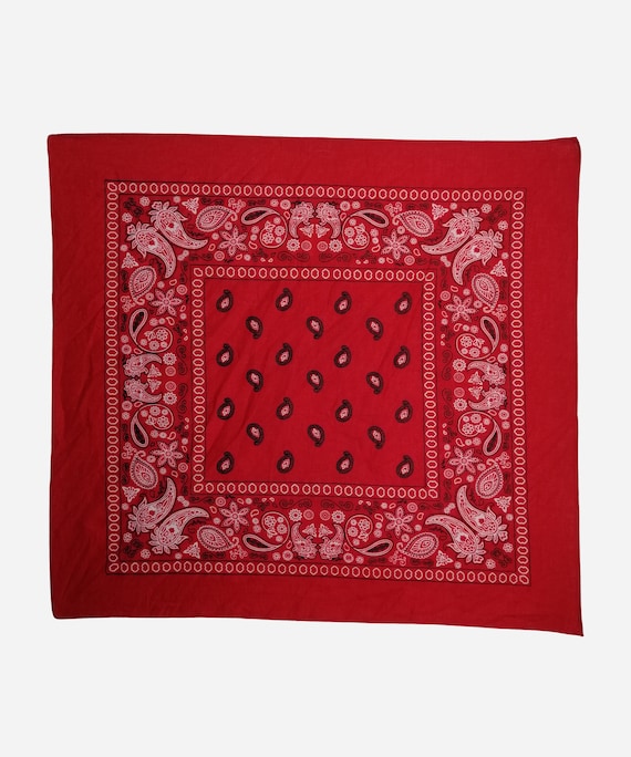 VINTAGE Red Cotton Bandana Western Cowboy Bandana Paisley - Etsy