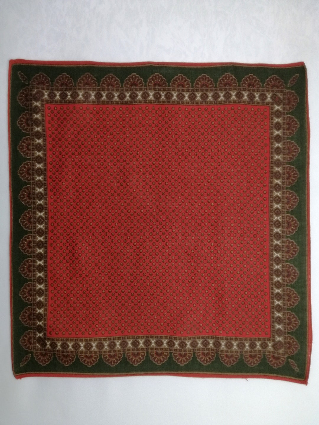 Vintage Wool Square Scarf, 70s Geometric Boho Scarf, Virgin Wool Neck ...