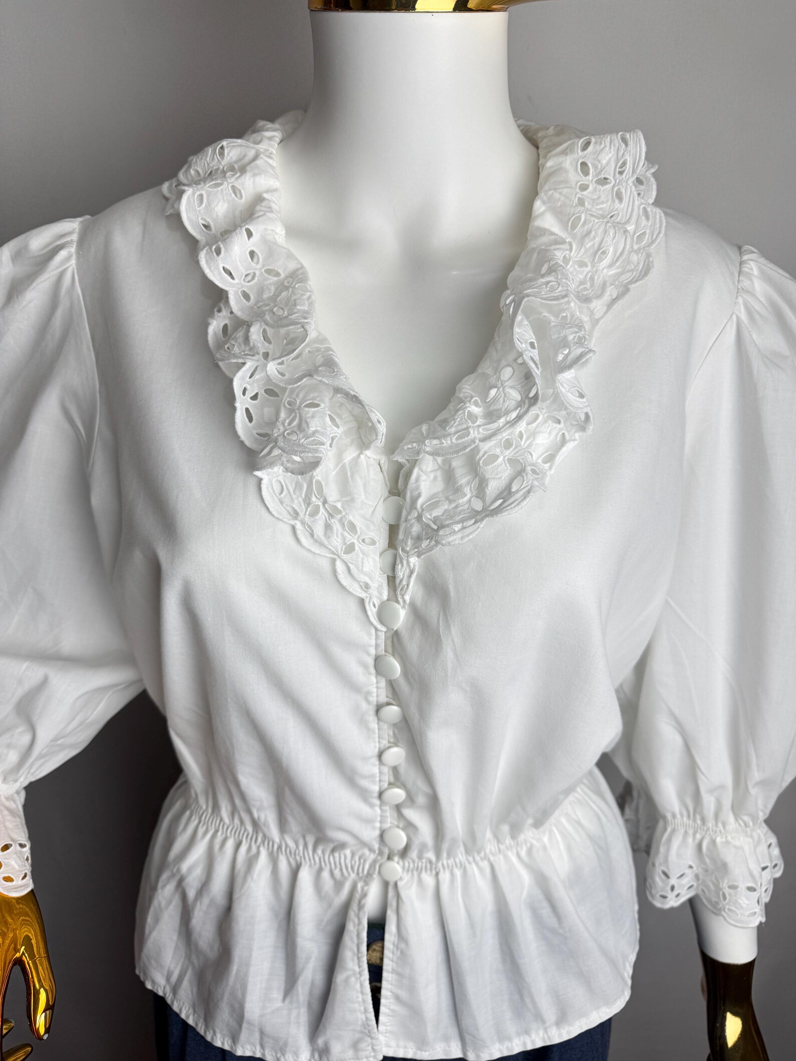 Puff Sleeve Austrian Blouse, Eyelet Lace Trachten Top, Oktoberfest ...