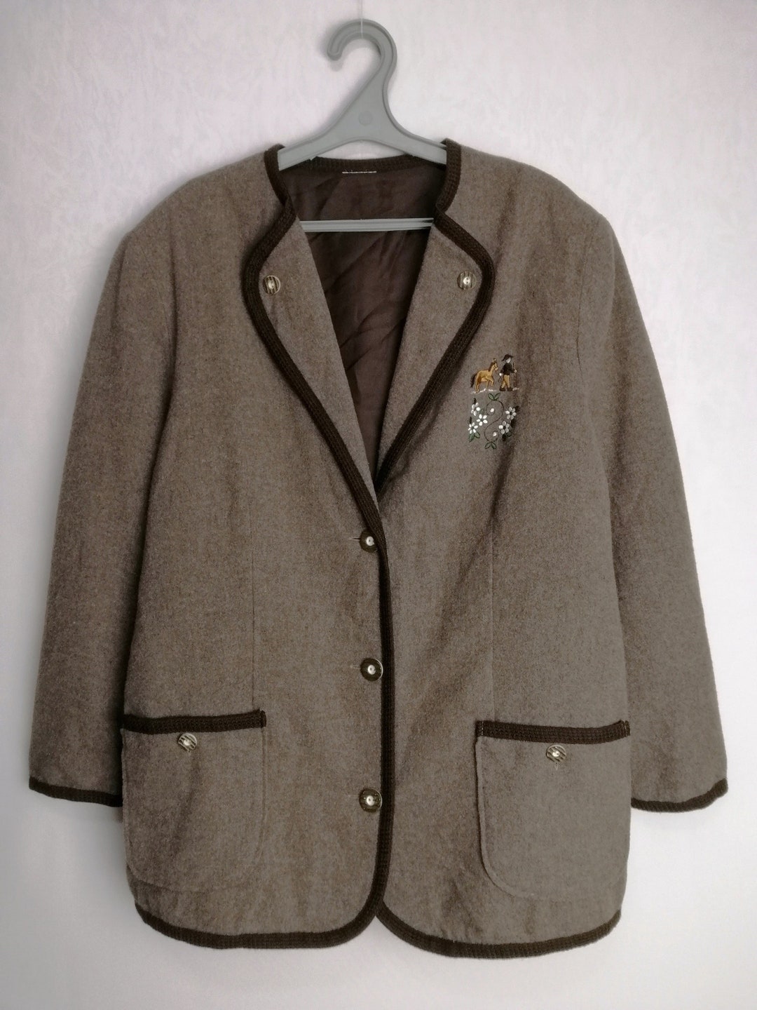 Dirndl Wool Blazer, Oktoberfest Trachten Jacket, Traditional Austrian ...