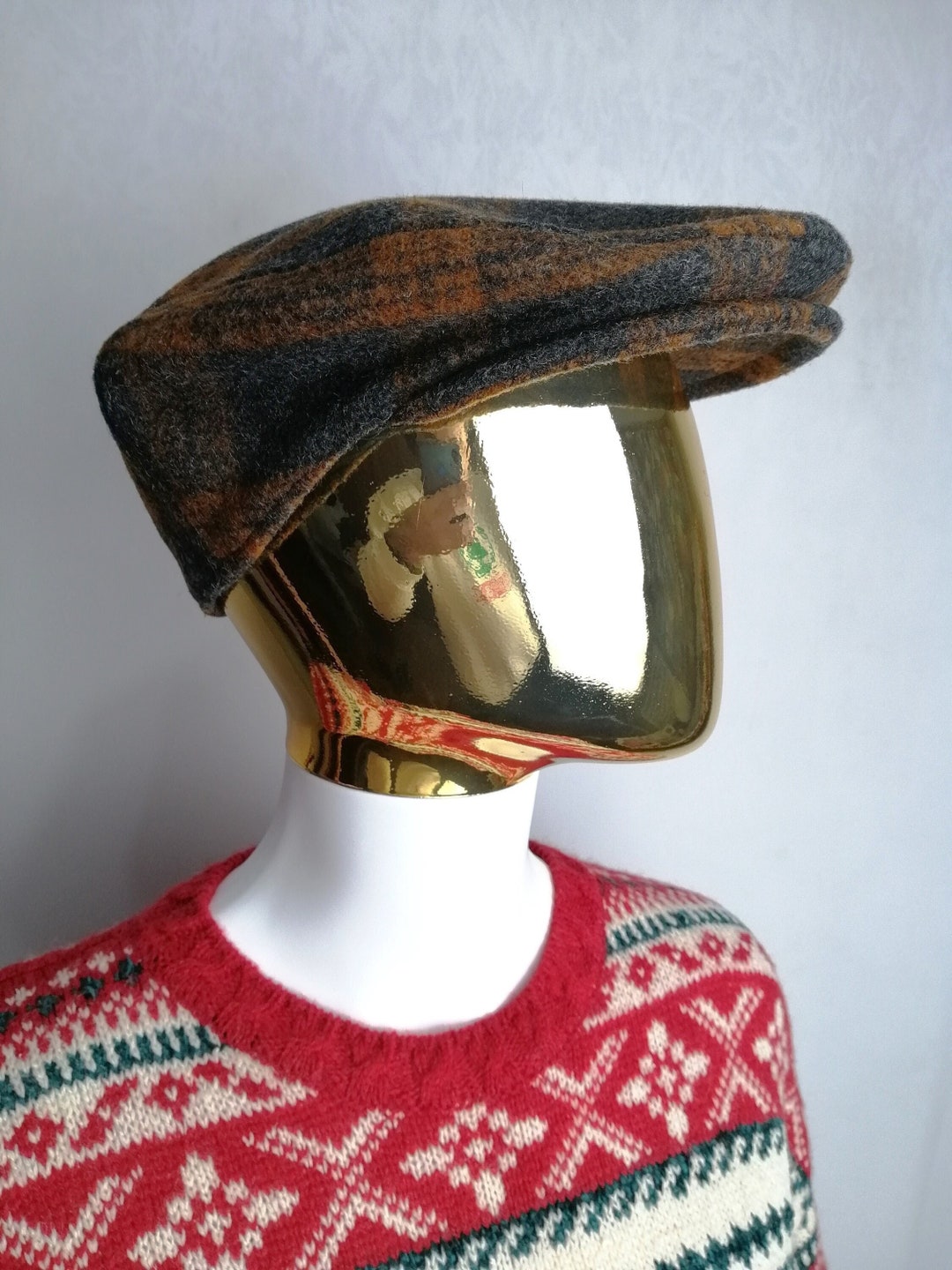 Plaid Tweed Flat Cap, Wool Newsboy Hat, Peaky Blinders Cap, Irish Paddy ...