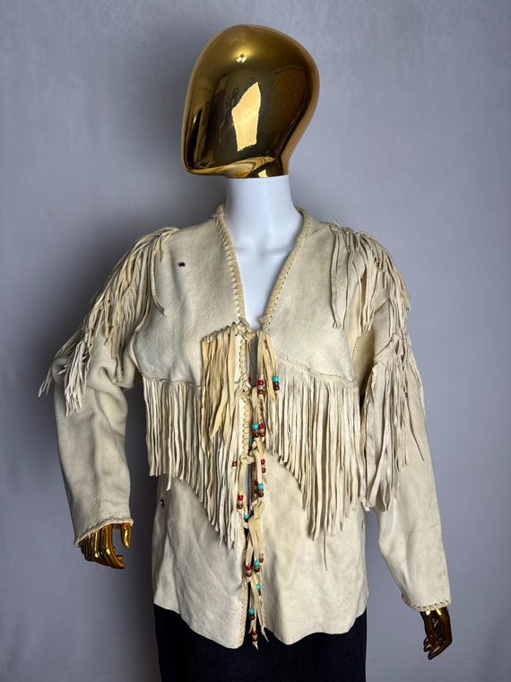 80s Fringe Suede Jacket, Native American Genuine Leat… - Gem