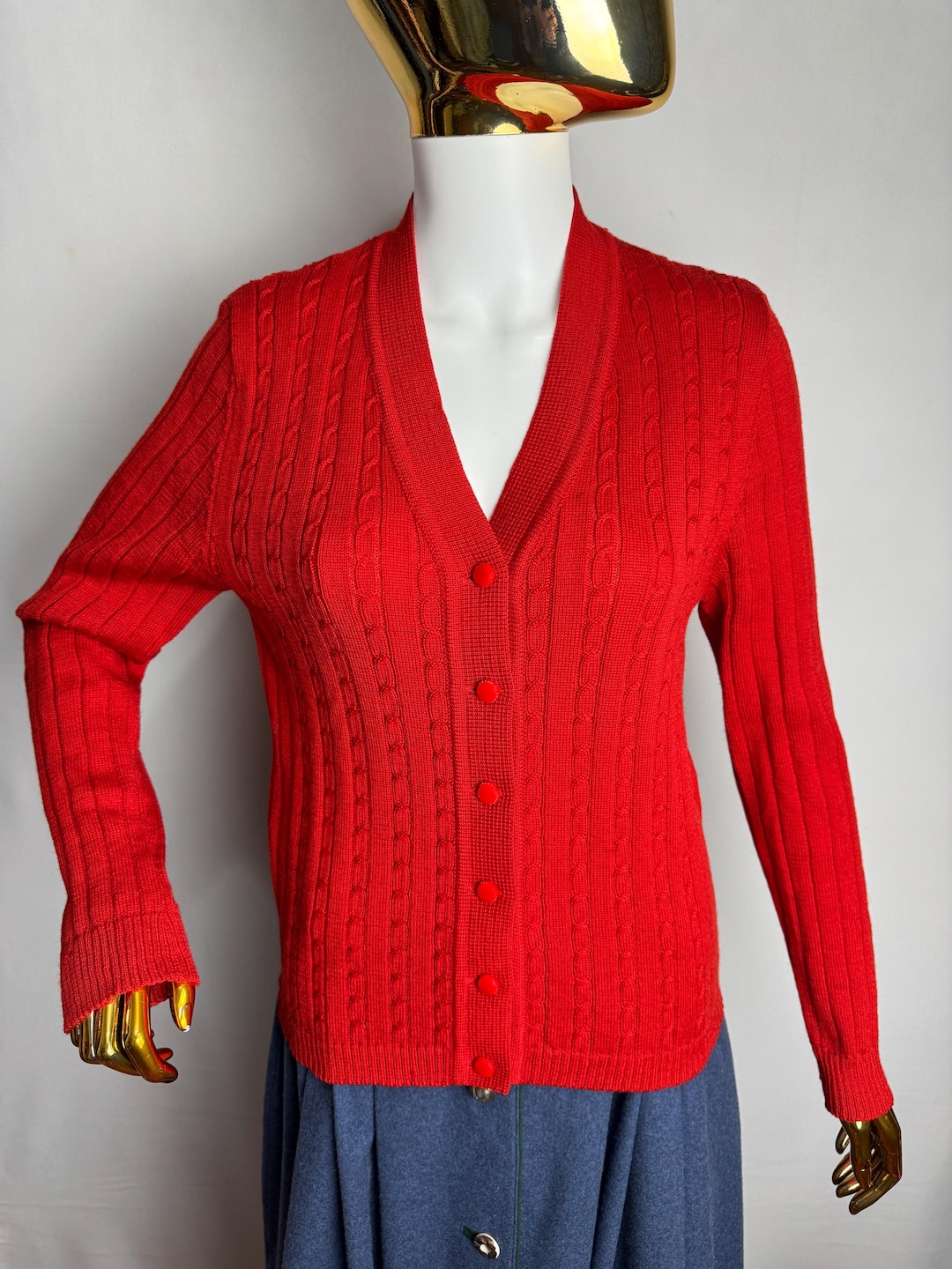 Austrian Wool Knit Cardigan, Red Dirndl Cardigan, Traditional Trachten ...