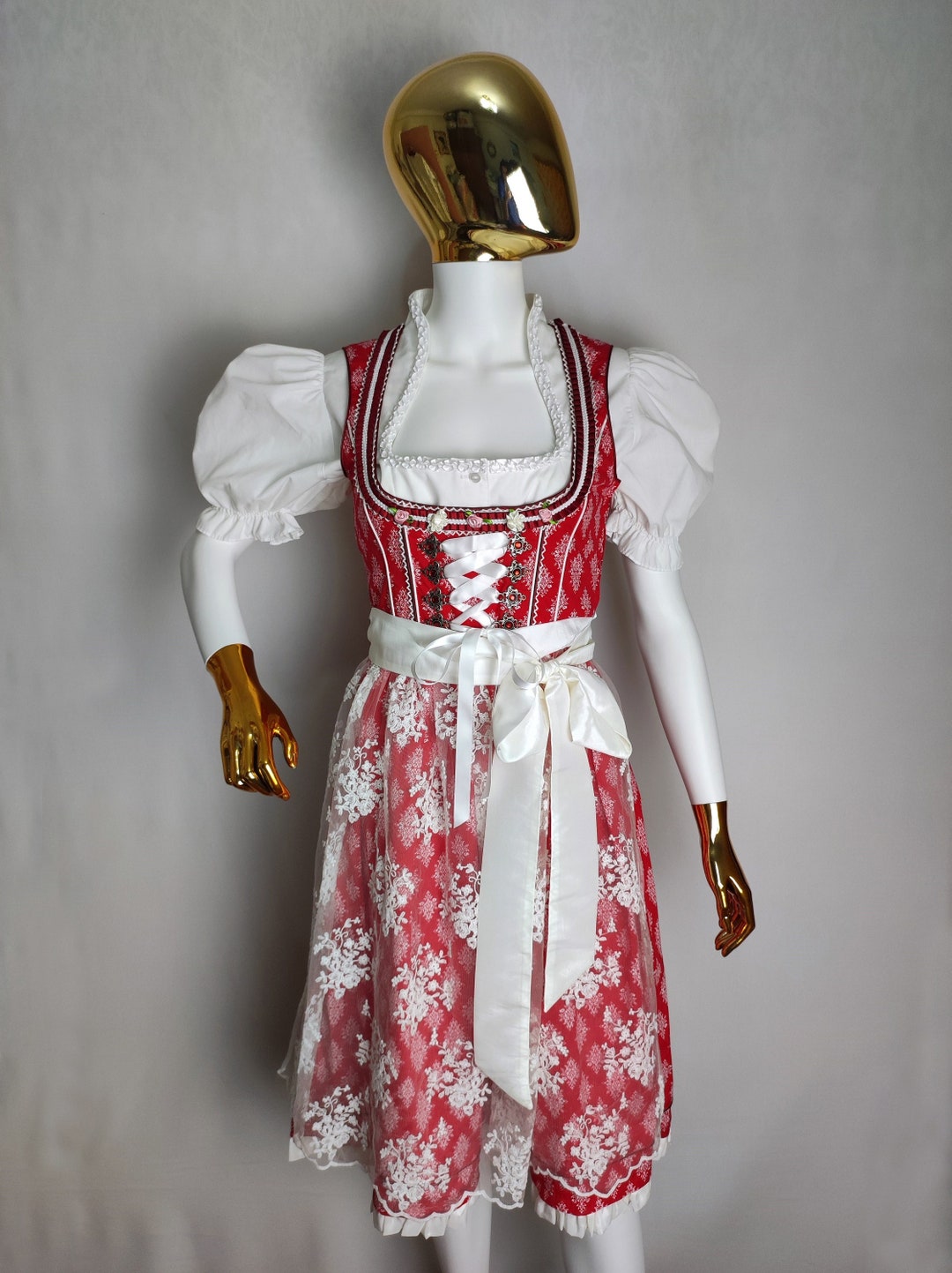 Sleeveless Dirndl Dress, Trachten Austrian Dress, Alpen Bavarian Dress ...