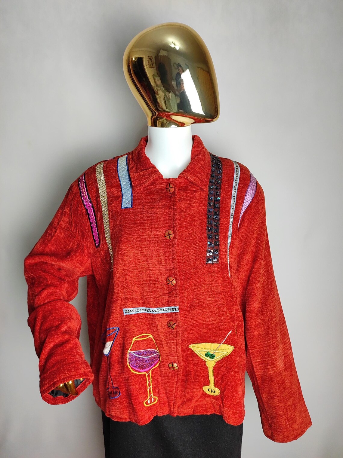 90s Festival Party Jacket, Alcohol Drinks Patchwork Jacket, Womens ...