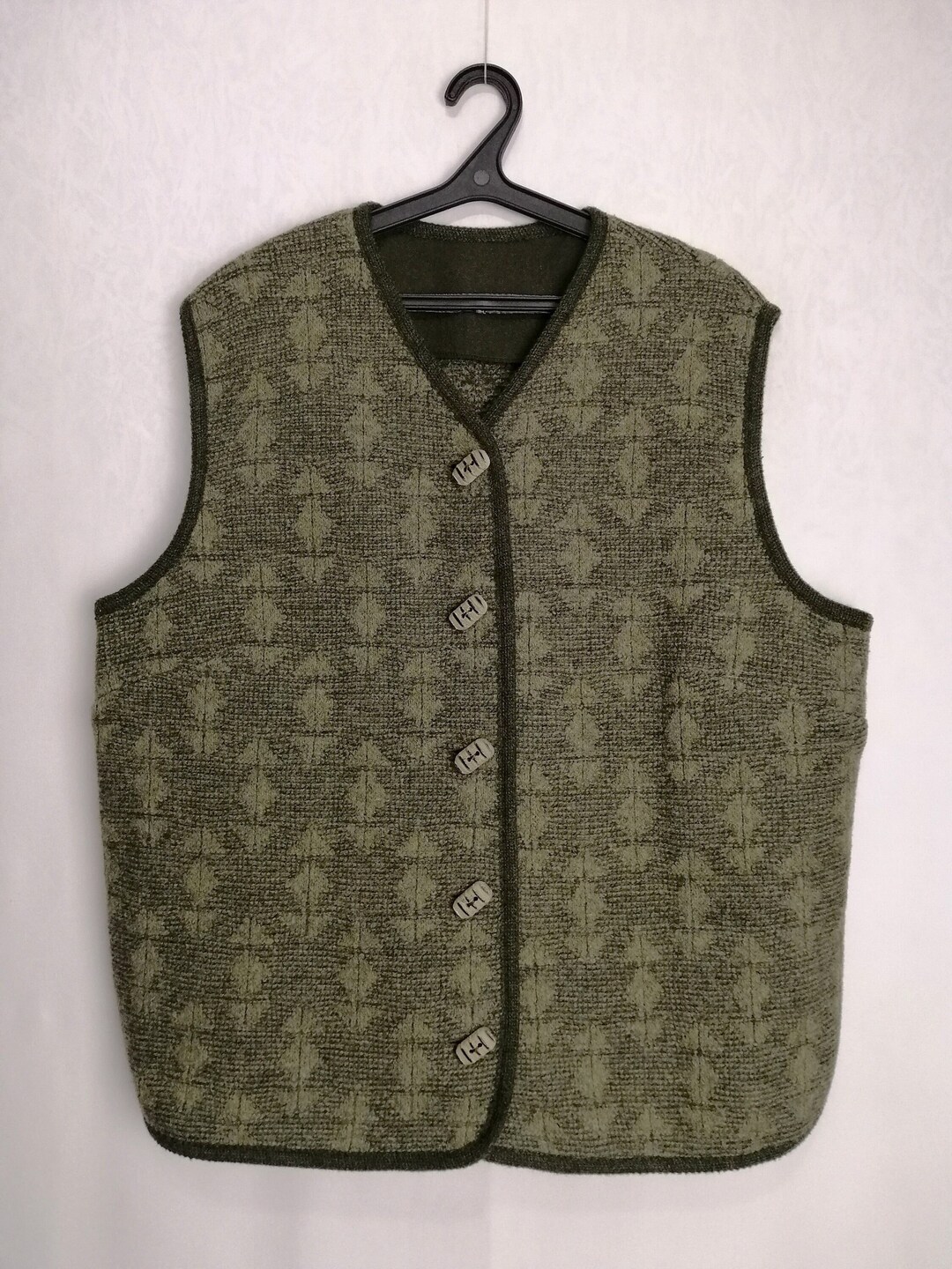 Austrian Mens Wool Vest, Traditional Green Trachten Vest, Oktoberfest ...