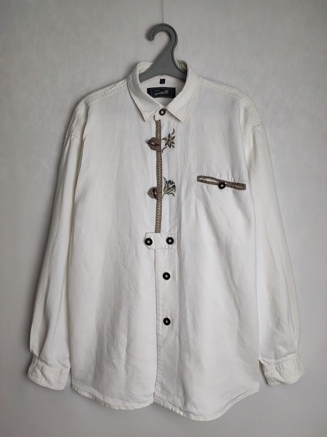 Linen Blend Trachten Shirt, Traditional Austrian Mens Shirt ...