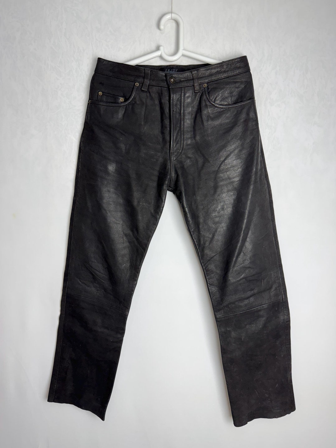 80s Genuine Leather Pants, Mens Black Leather Trousers, Motorcycle ...