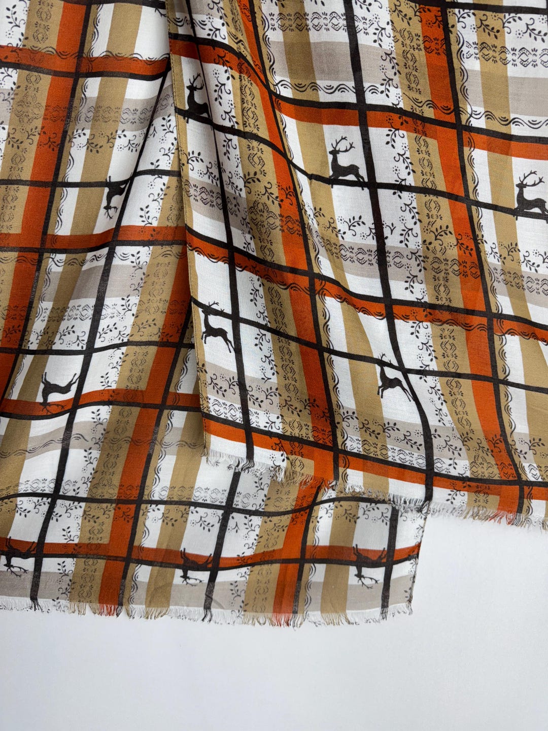 Deer Pattern Neck Scarf, Traditional Austrian Folk Scarf, Trachten ...