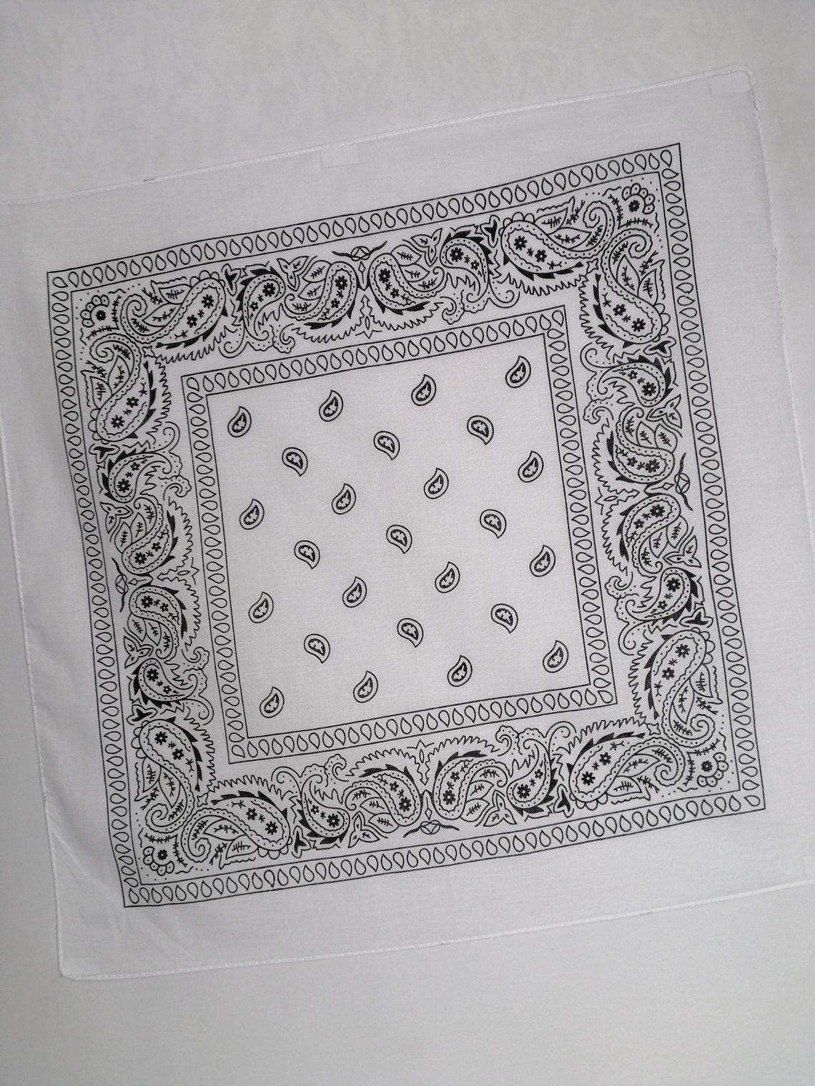 Paisley Cotton Bandana, Western Cowboy Neckerchief, 90s White Bandana ...