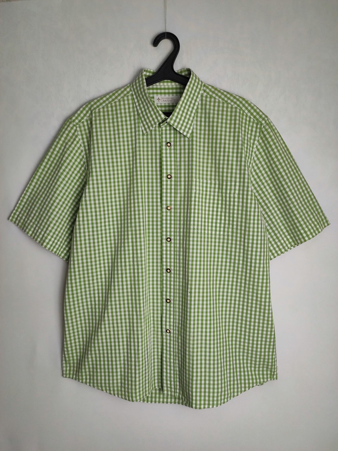 Mens Trachten Shirt, Traditional Alpen Shirt, Short Sleeve Austrian ...