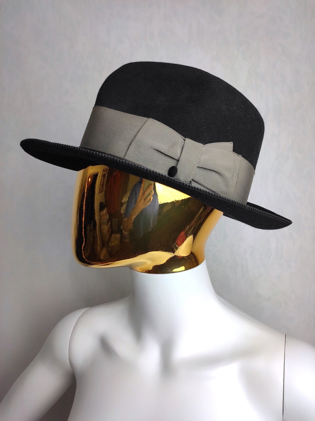 BORSALINO Vintage Fedora Hat, 60s Made in Italy Hat, Black Wool Felt ...