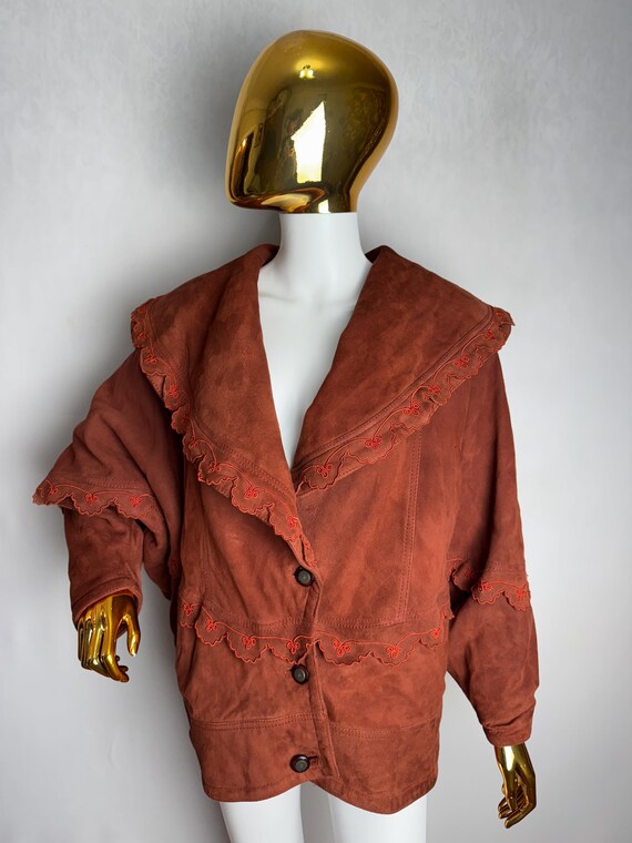 Vintage Italian Suede Jacket, 80s Genuine Leather Coa… - Gem