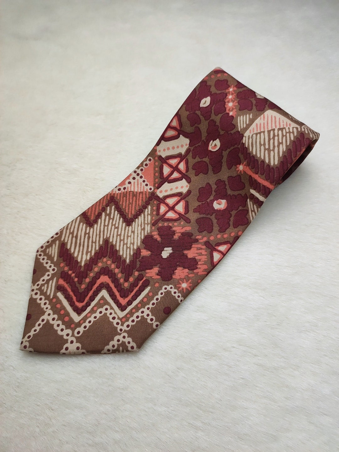 CHRISTIAN DIOR Monsieur Silk Tie, 70s Abstract Floral Print Necktie ...