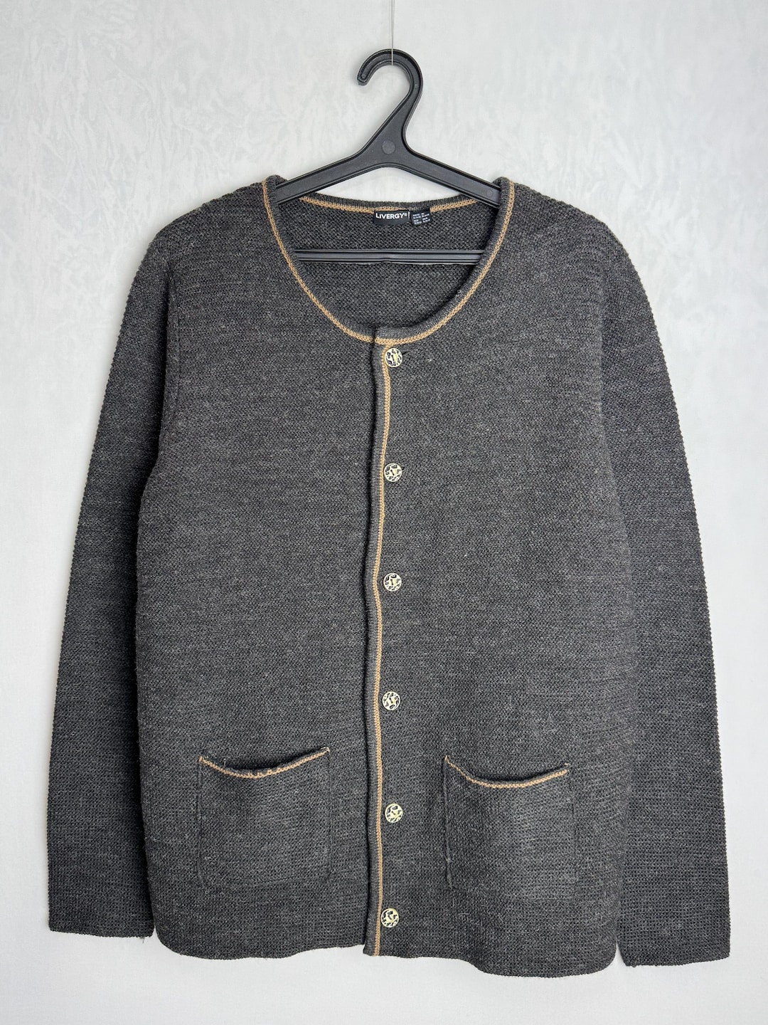 Austrian Wool Blend Cardigan, Mens Trachten Cardigan, Oktoberfest Knit ...