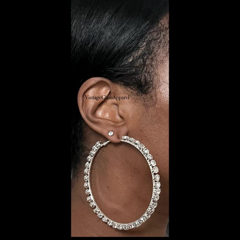 Large Rhinestone Hoops Earrings - Etsy
